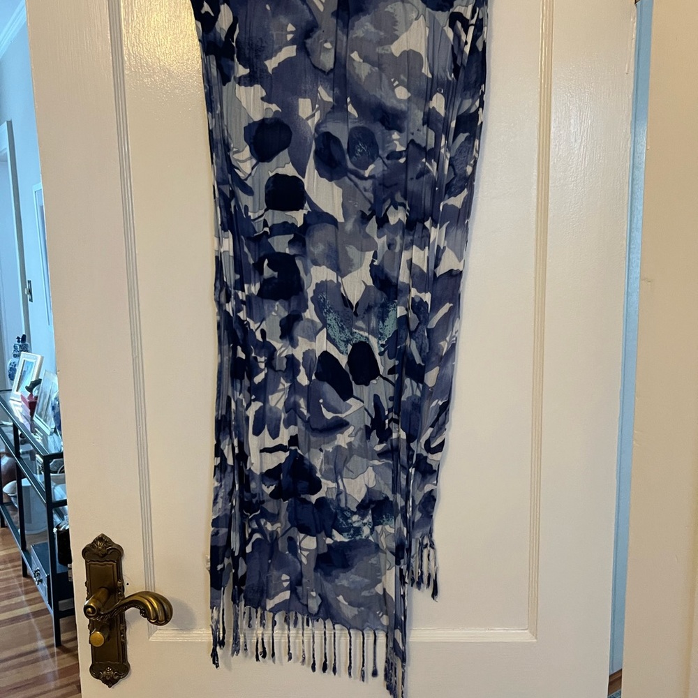 Talbots Blue Watercolor Floral Scarf - Gem